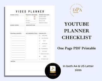 Youtube Checklist - Etsy