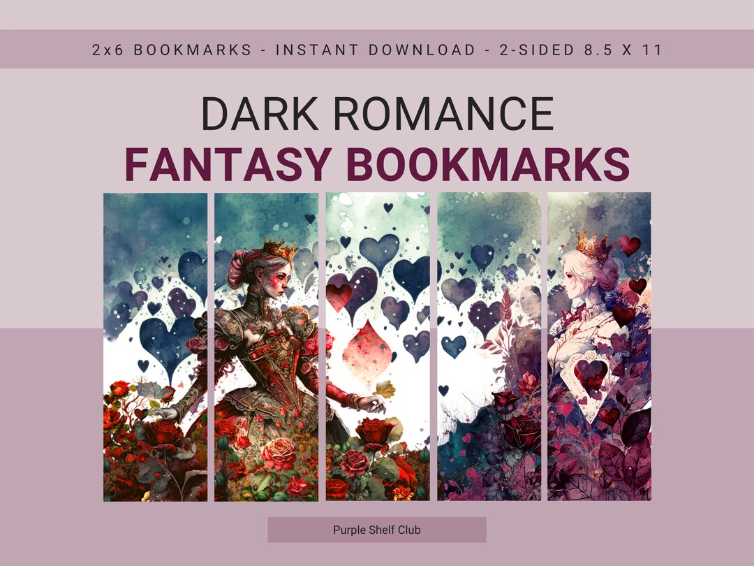 Dark Romance Bookmarks, Fantasy Witch Design, Dark Valentines Print ...