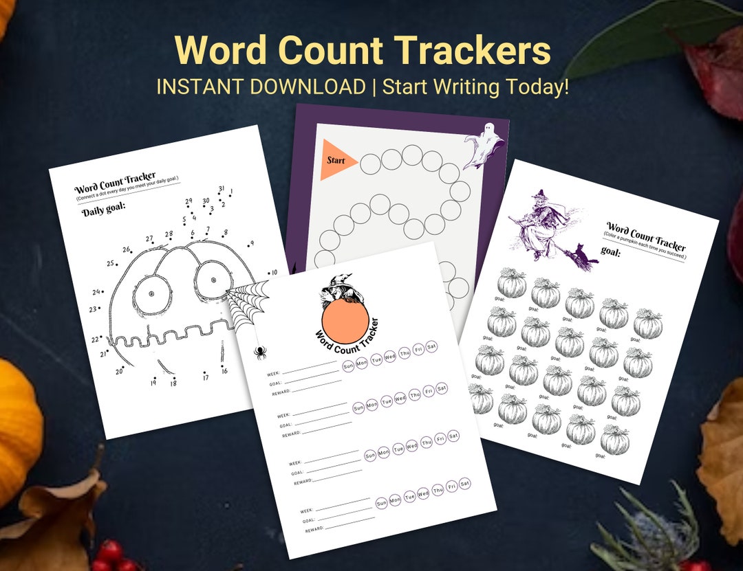 Printable Halloween Writing Tracker Set October Word Count Tracker for ...