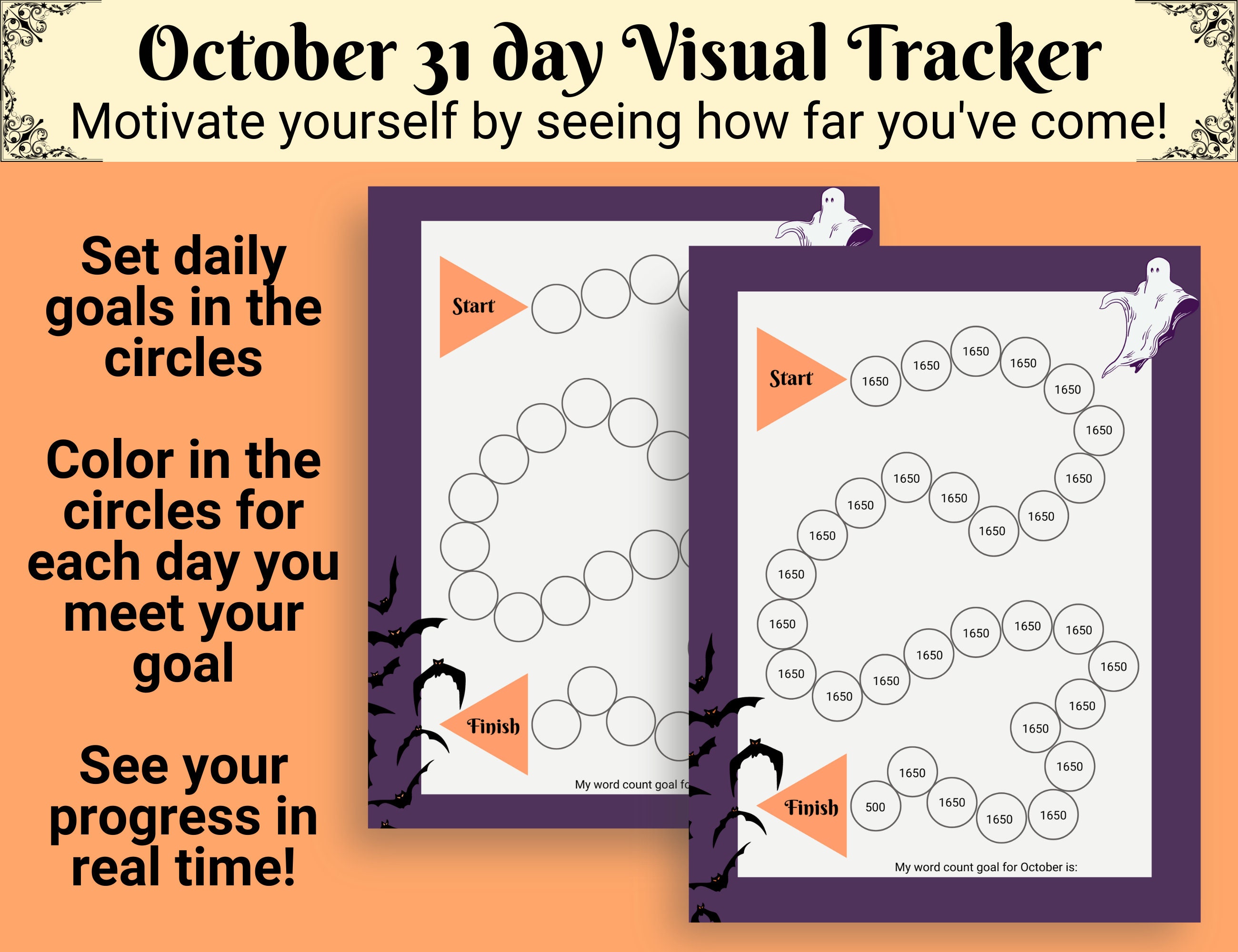 Printable Halloween Writing Tracker Set October Word Count Tracker for ...