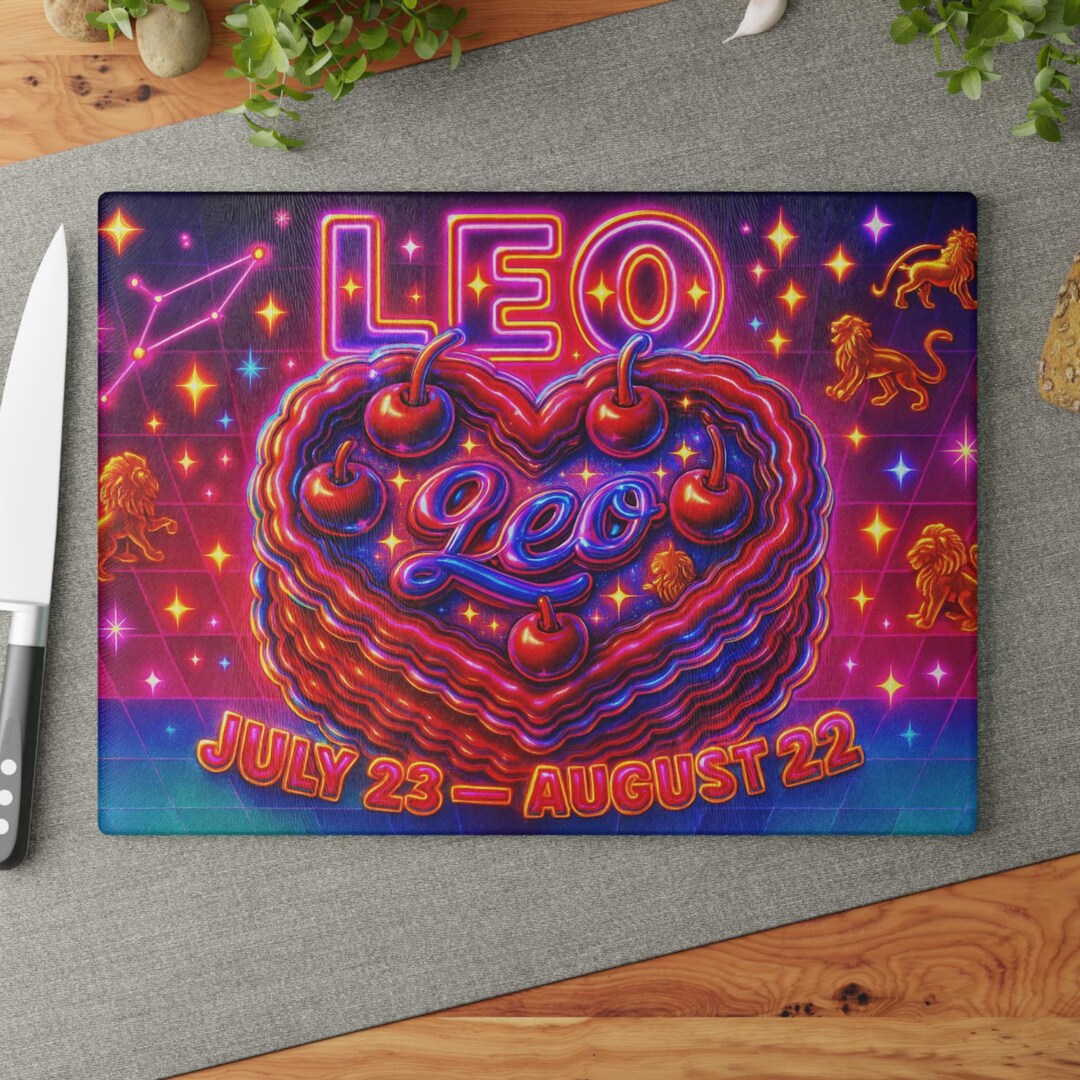 Leo Zodiac Glass Cutting Board, Astrology Gift, Birthday Serving Board ...