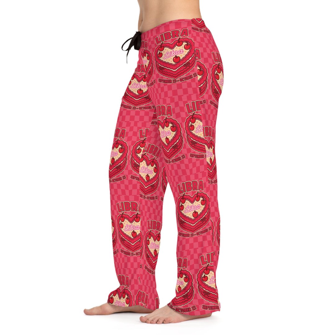Libra Heart Pattern Pajama Pants | Zodiac Valentine Sleepwear, Y2K ...