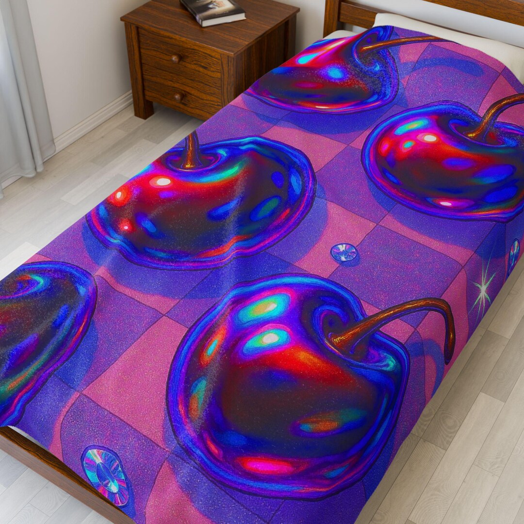 Vibrant Cherry Plush Blanket, Cozy Home Decor, Gift for Her, Colorful ...
