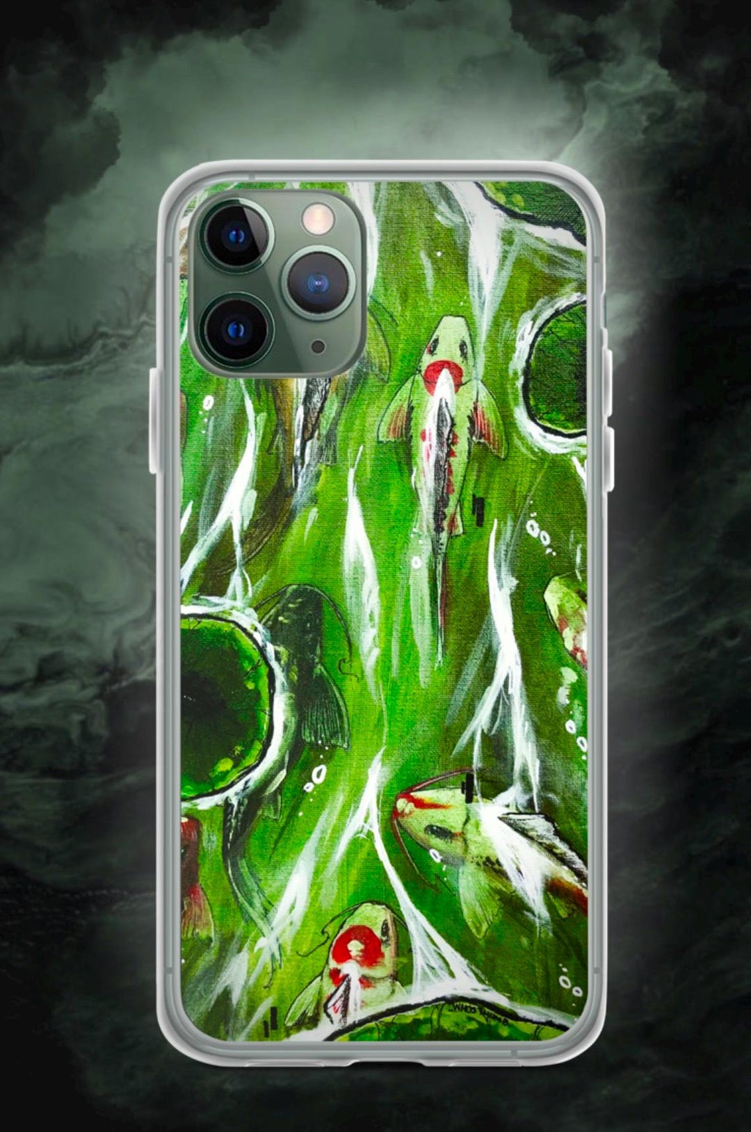 Clear Phone Case || Nine Koi Fish Swimming Upstream Lily Pad Gold Koi ...