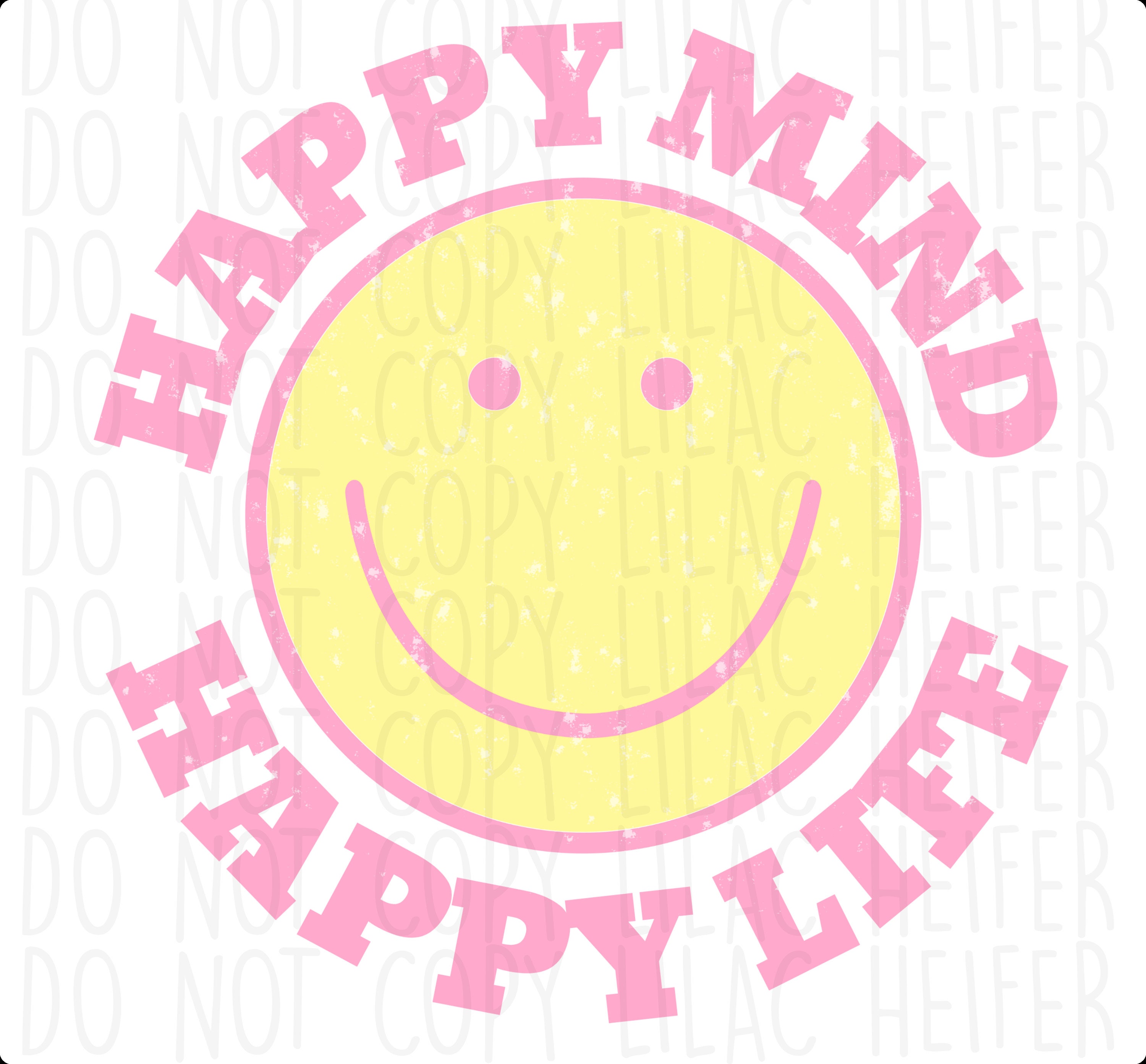 Happy Mind Happy Life | Smiley | PNG | Digital Design - Etsy