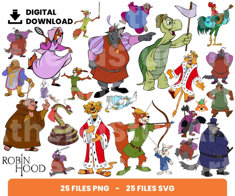 25 Clipart Bundle Layered Svg Robin Hood SVG Princess - Etsy