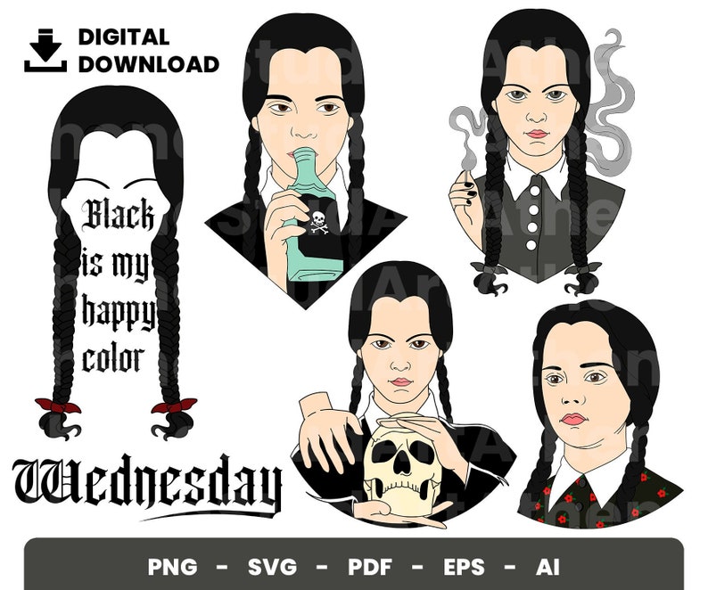 06 Clipart Bundle Layered Svg Wednesday Svg Merlina Svg - Etsy 06 Clipart Bundle Layered Svg Wednesday Svg Merlina Svg - Etsy