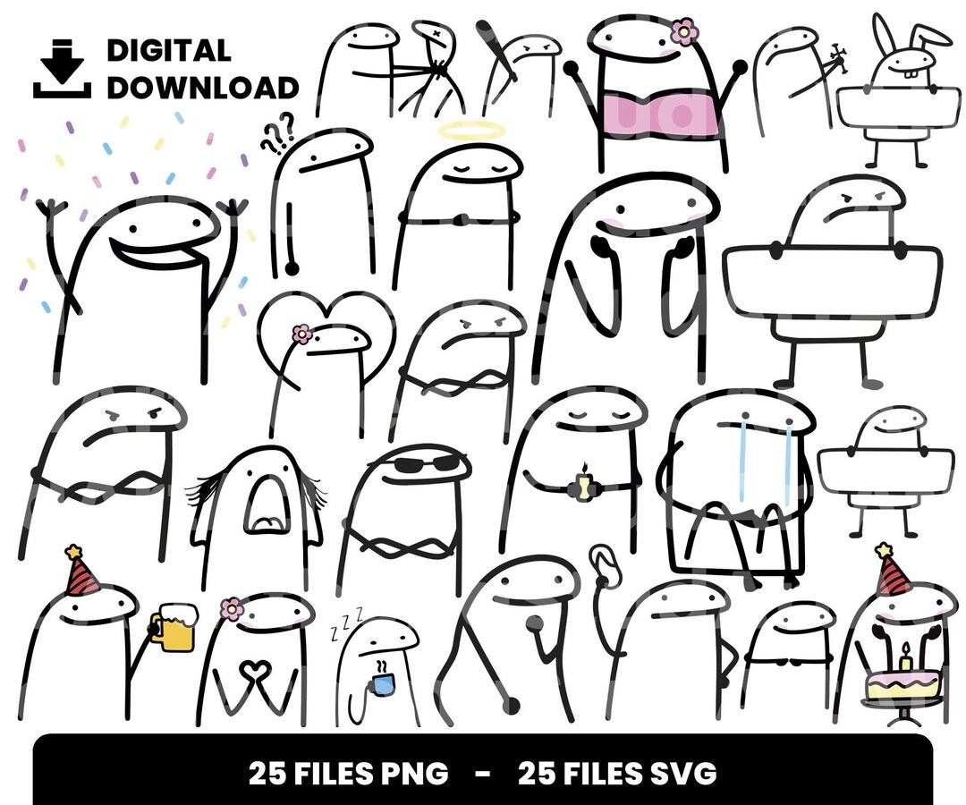 25 Clipart Flork Meme Line Linea Bundle Digital - Etsy