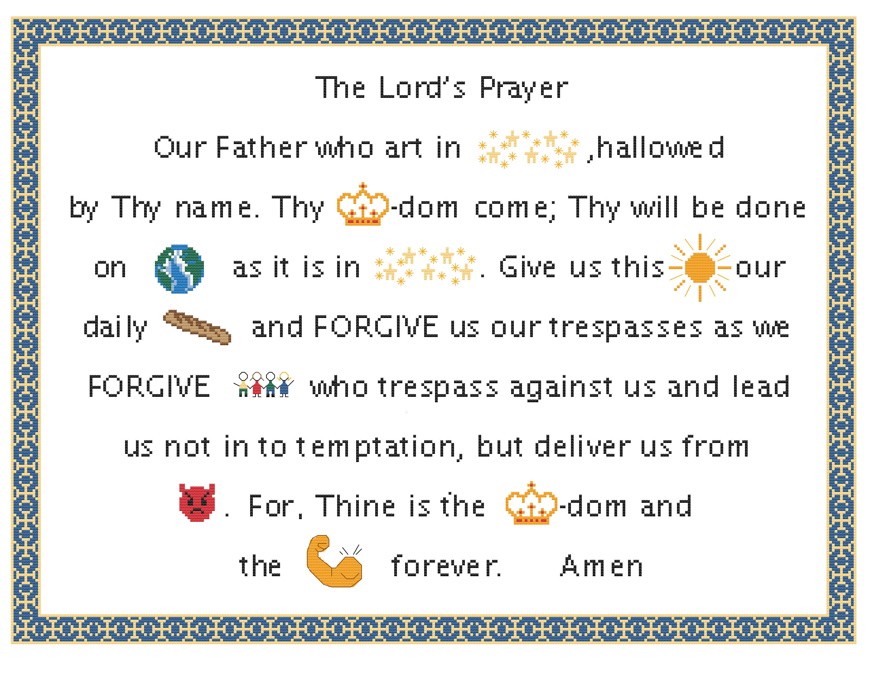 The Lord's Prayer Kids Decoration Cross Stitch Pattern Pdf Download - Etsy