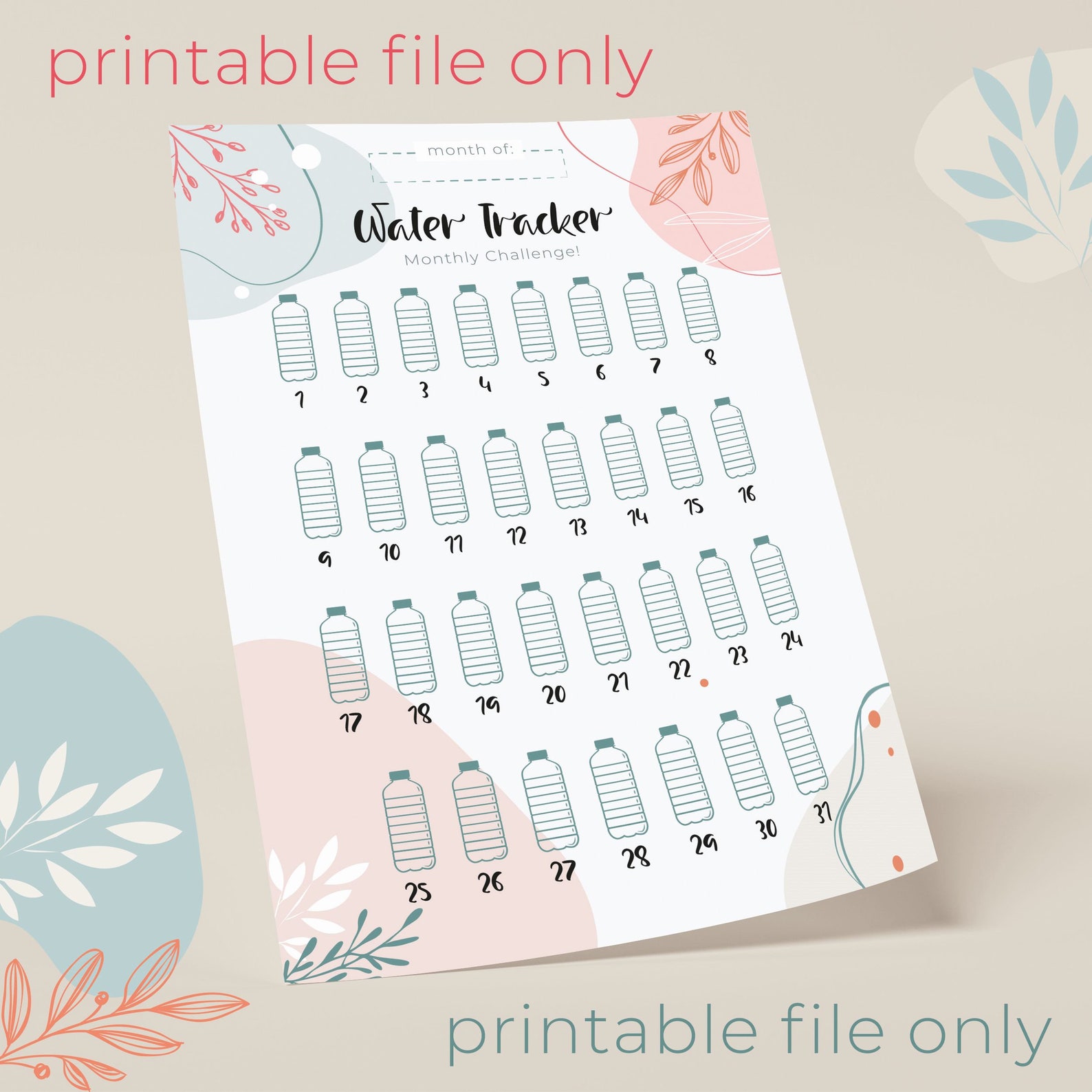 Monthly Water Intake Tracker 8 Cups Digital Planner Water - Etsy