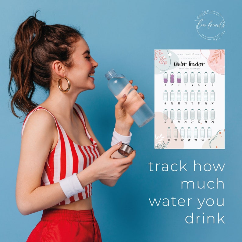 Monthly Water Intake Tracker 8 Cups - Digital Planner - Water Tracker ...
