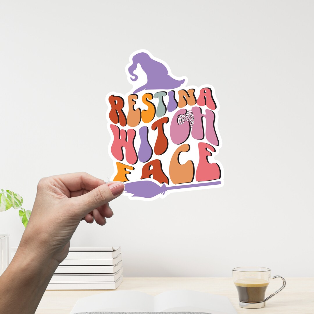 Restina Witch Face Sticker Holographic Halloween Sticker - Etsy