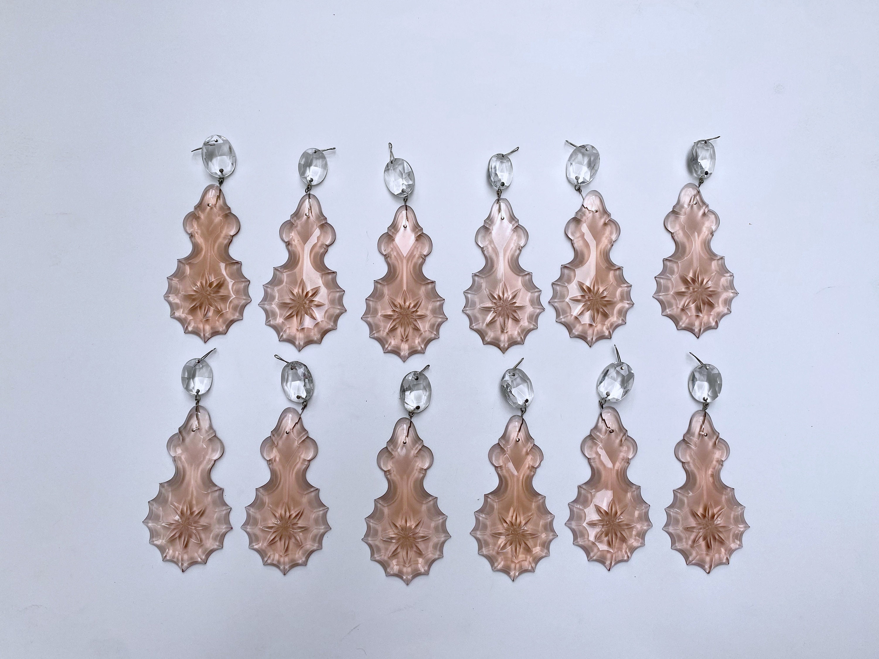 Set of Twelve Unique Vintage Rosaline French Pendalogue Crystal Prisms ...