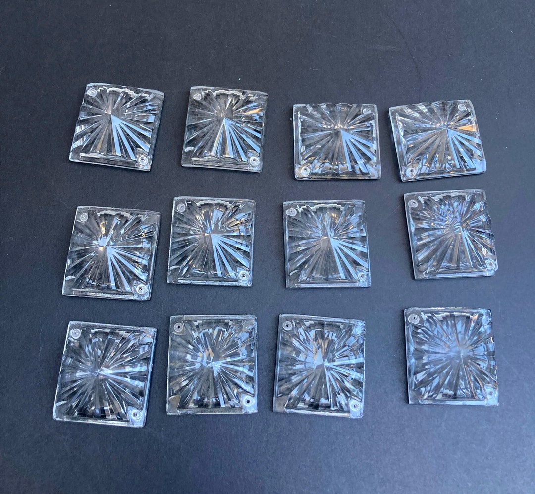 Vintage Clear Glass Squares Set of 12 Pieces - Etsy
