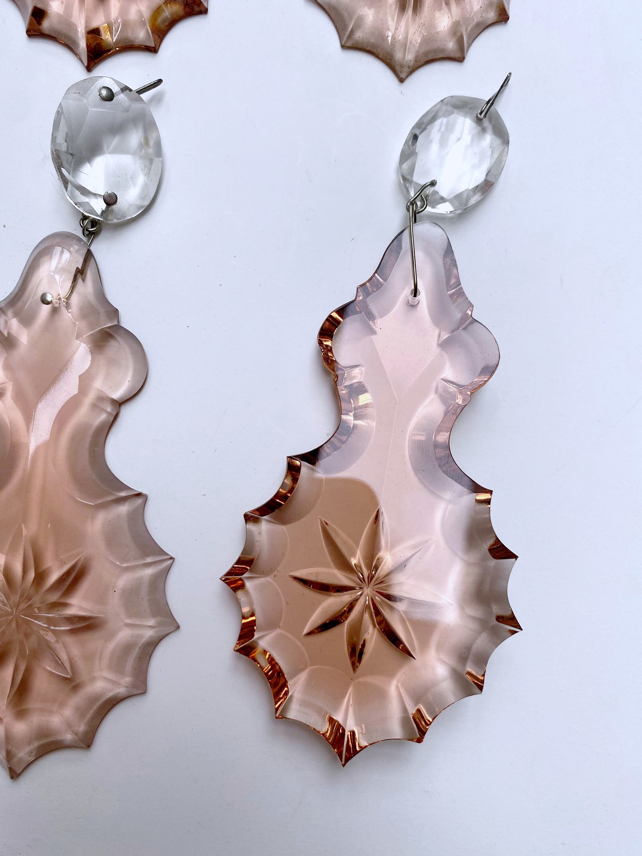 Set of Twelve Unique Vintage Rosaline French Pendalogue Crystal Prisms ...