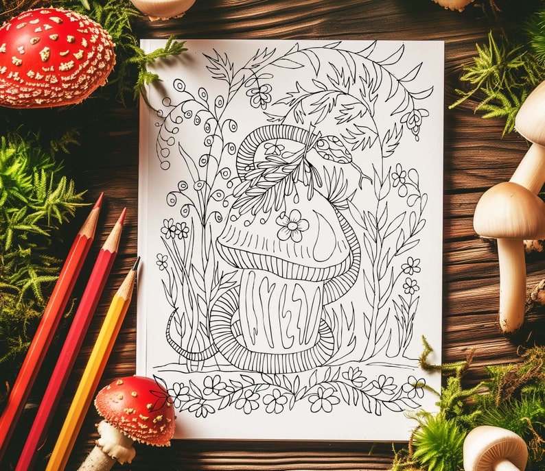 Slither the Snake in Enchanted Woodland HAND-DRAWN Coloring Page for ...