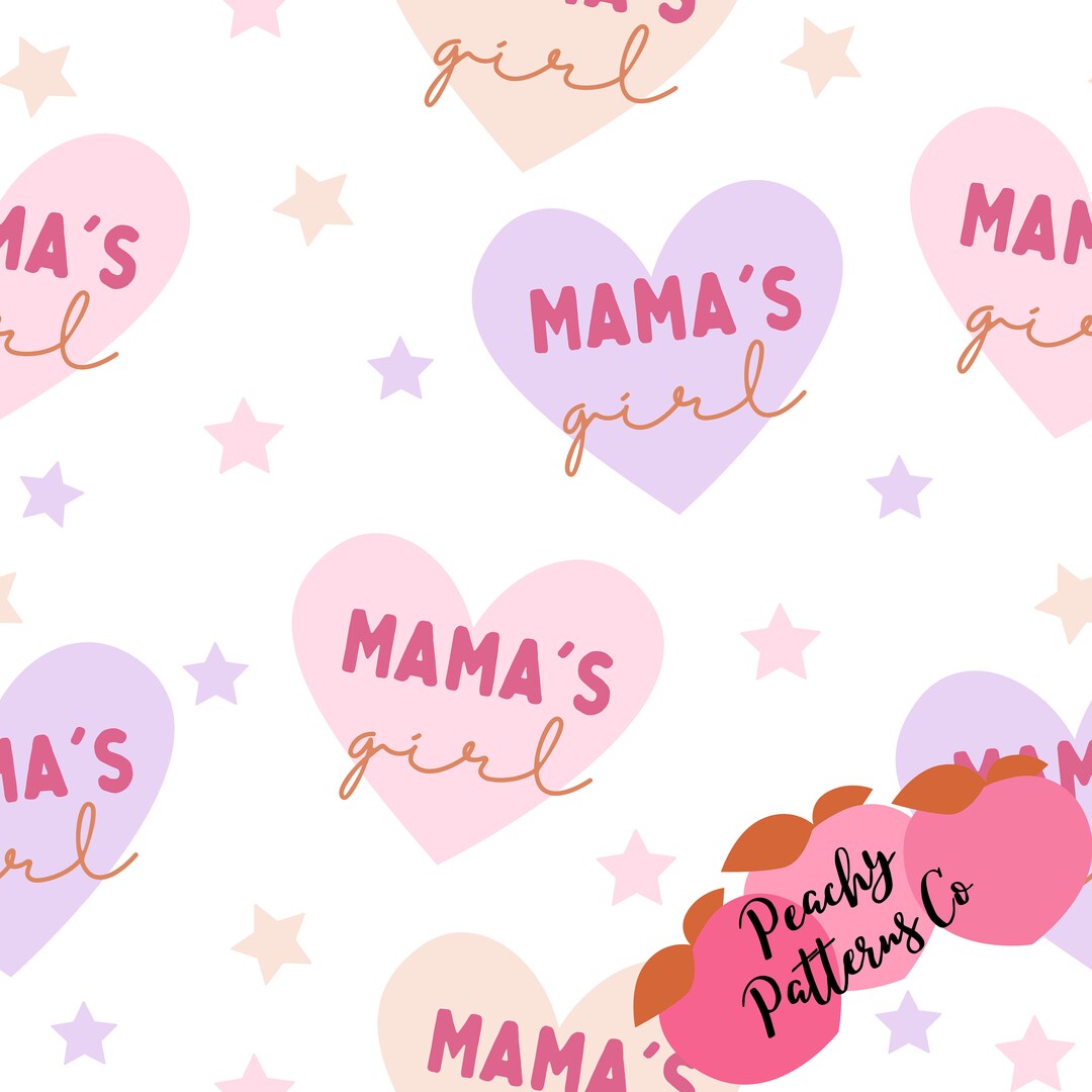 Mothers Day Mamas Girl Seamless Design, Fabric Seamless Design, Mothers ...