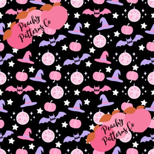 Disco Halloween Seamless Design, Fabric Seamless Design, Witch Fabric ...