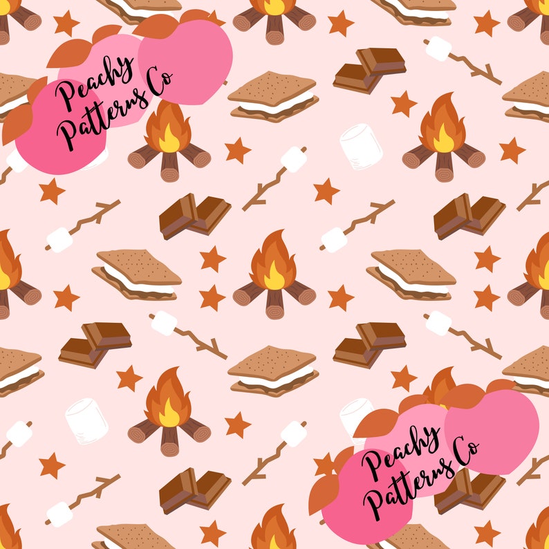 Fall Smores Fabric Seamless Design, Fabric Seamless Design, Witch ...