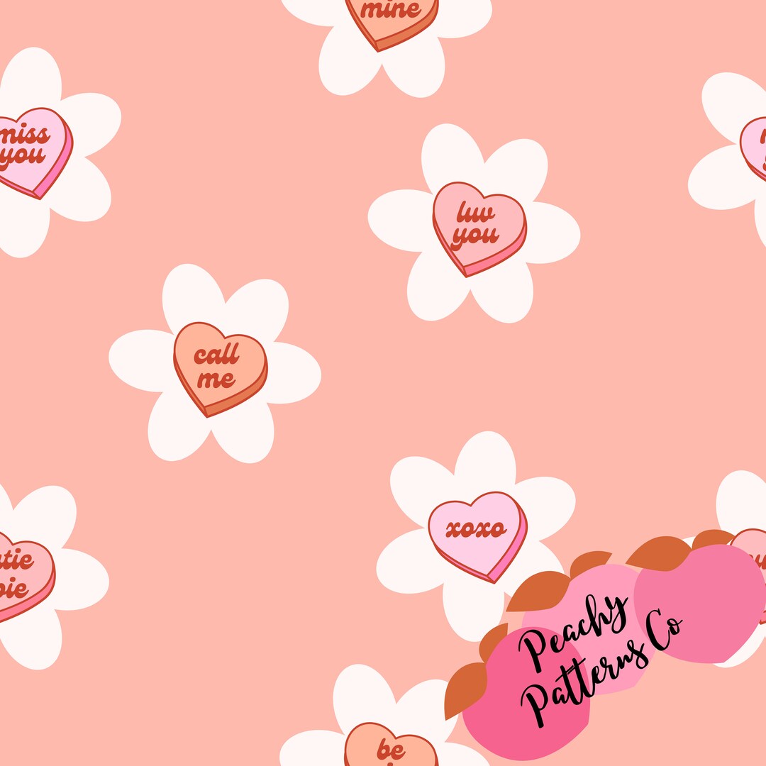 Valentines Fabric Conversation Hearts Seamless Design, Fabric Seamless ...