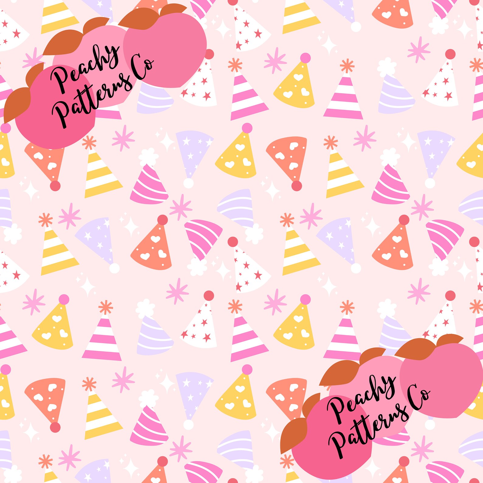 Party Hats Birthday Seamless File, Birthday Fabric, Bday Girl Fabric ...