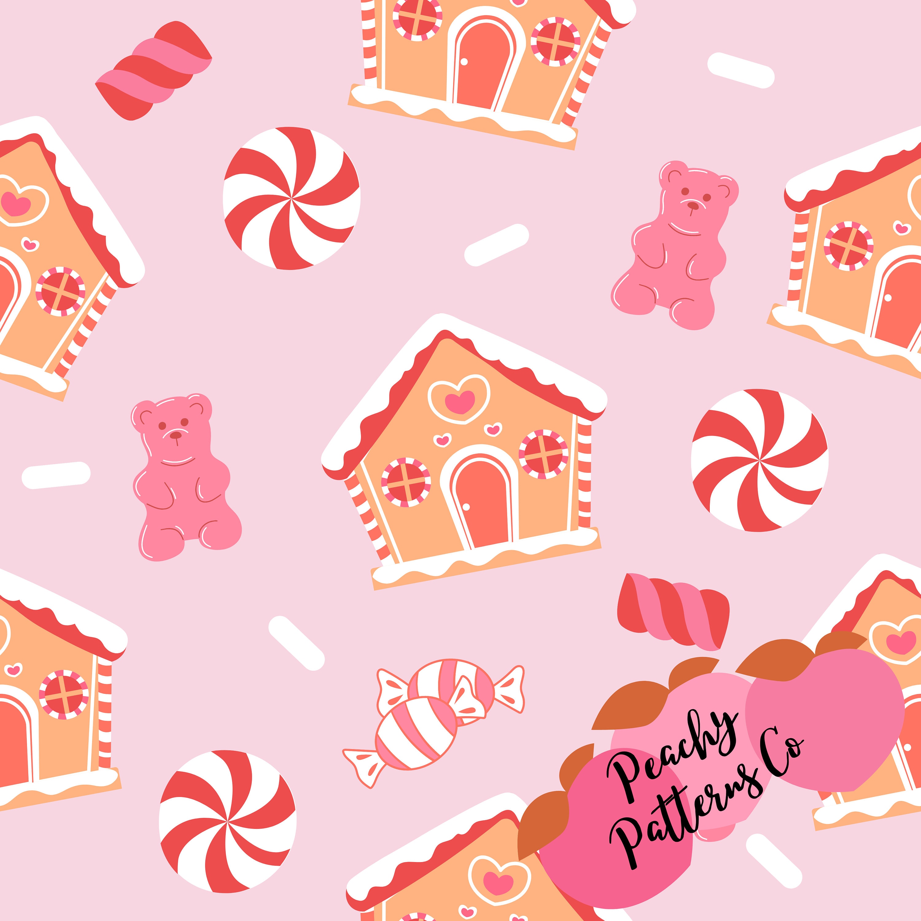 Gingerbread House Seamless Design, Fabric Seamless Design, Christmas ...