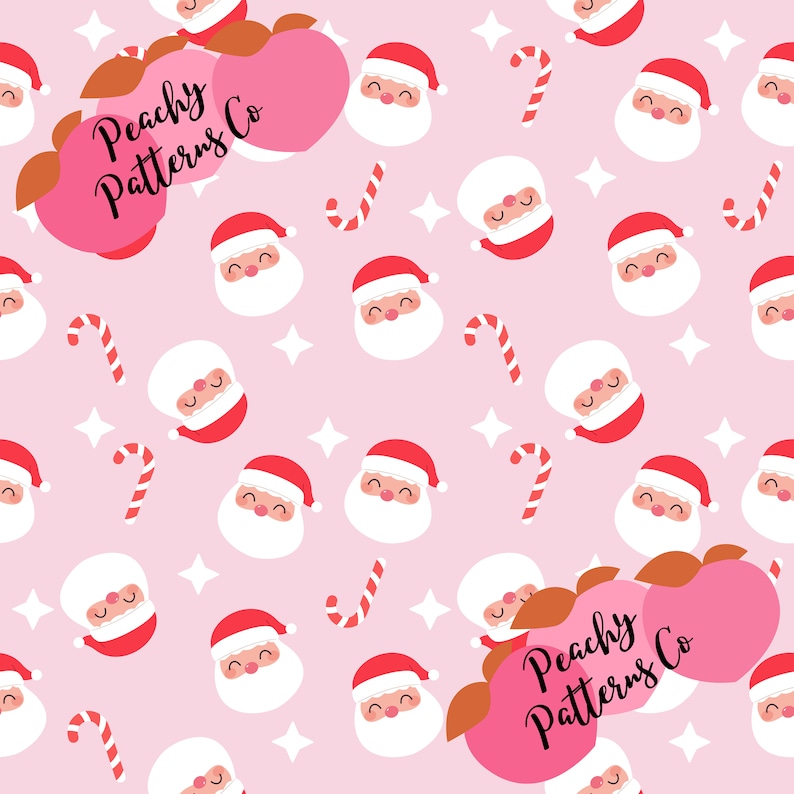 Santa Pink Christmas Seamless Design, Fabric Seamless Design, Christmas ...