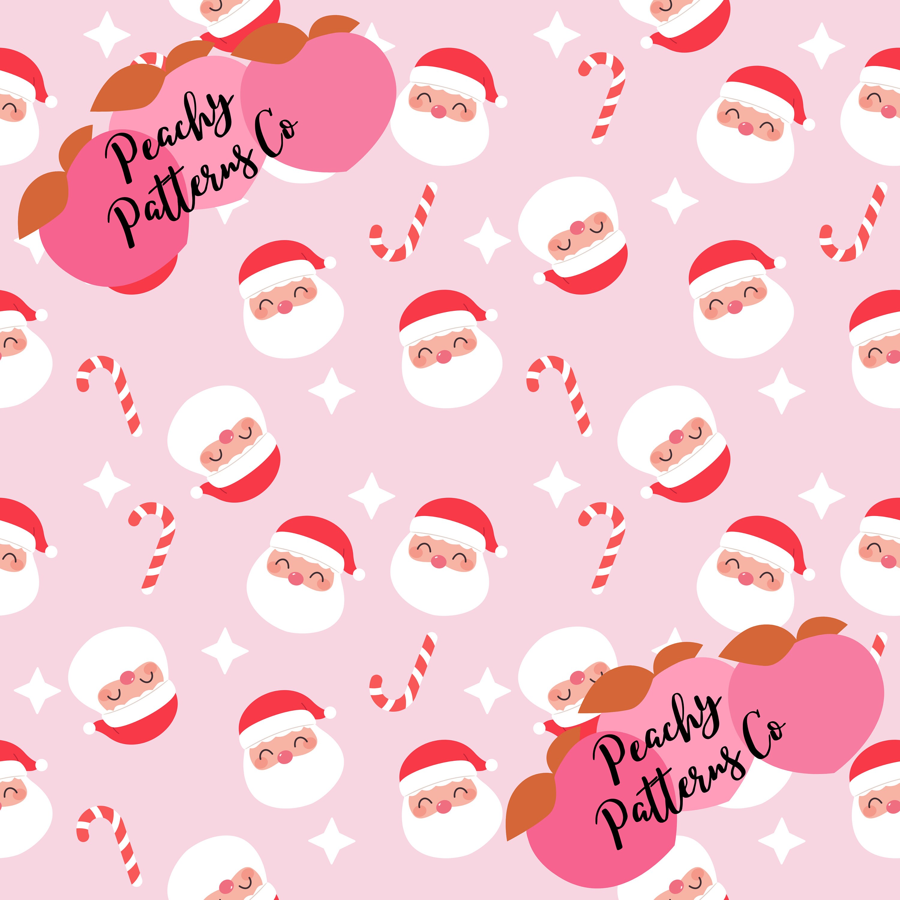 Santa Pink Christmas Seamless Design, Fabric Seamless Design, Christmas ...