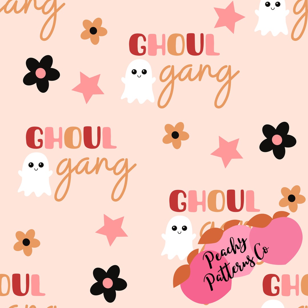 Ghoul Gang Retro Ghost Design Seamless Design, Fabric Seamless Design ...