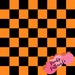 Halloween Black and Orange Checkered Print, Check Fabric Prints ...