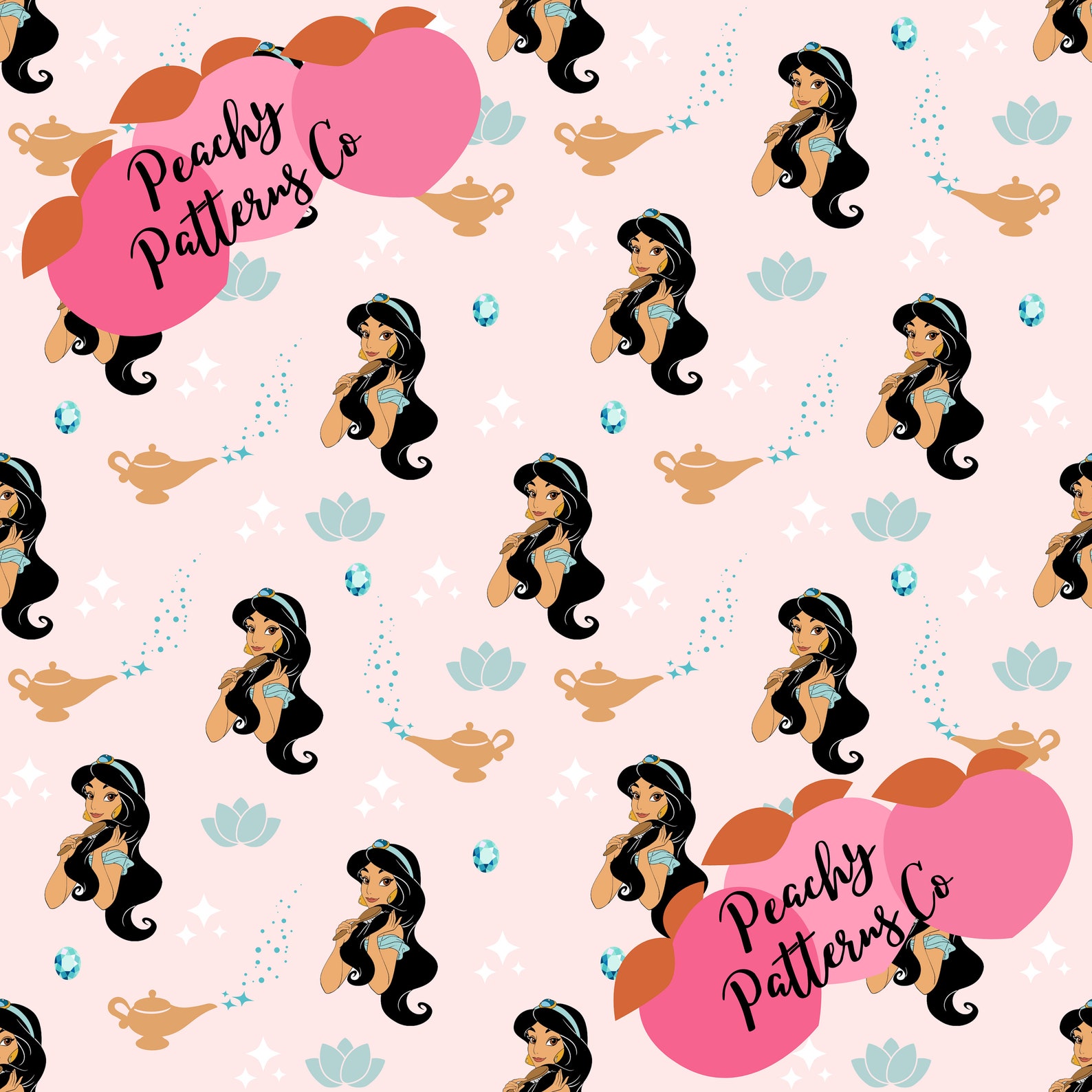 Princess Jasmine Seamless Design, Fabric Seamless Design, Girl Fabric ...