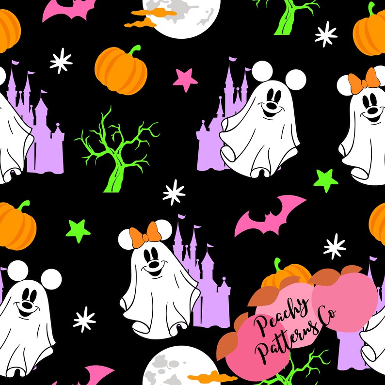 Mickey Halloween Seamless Design, Fabric Seamless Design, Minnie Fabric ...