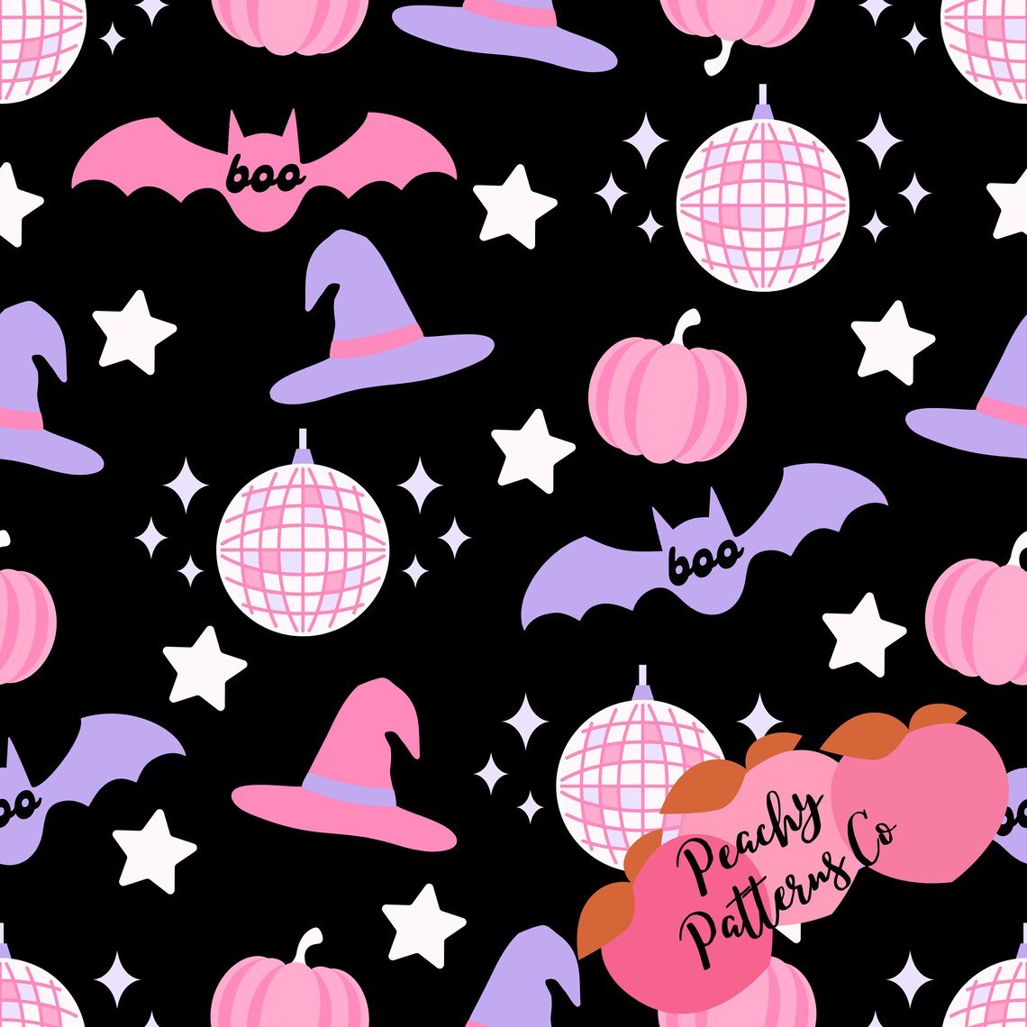 Disco Halloween Seamless Design, Fabric Seamless Design, Witch Fabric ...