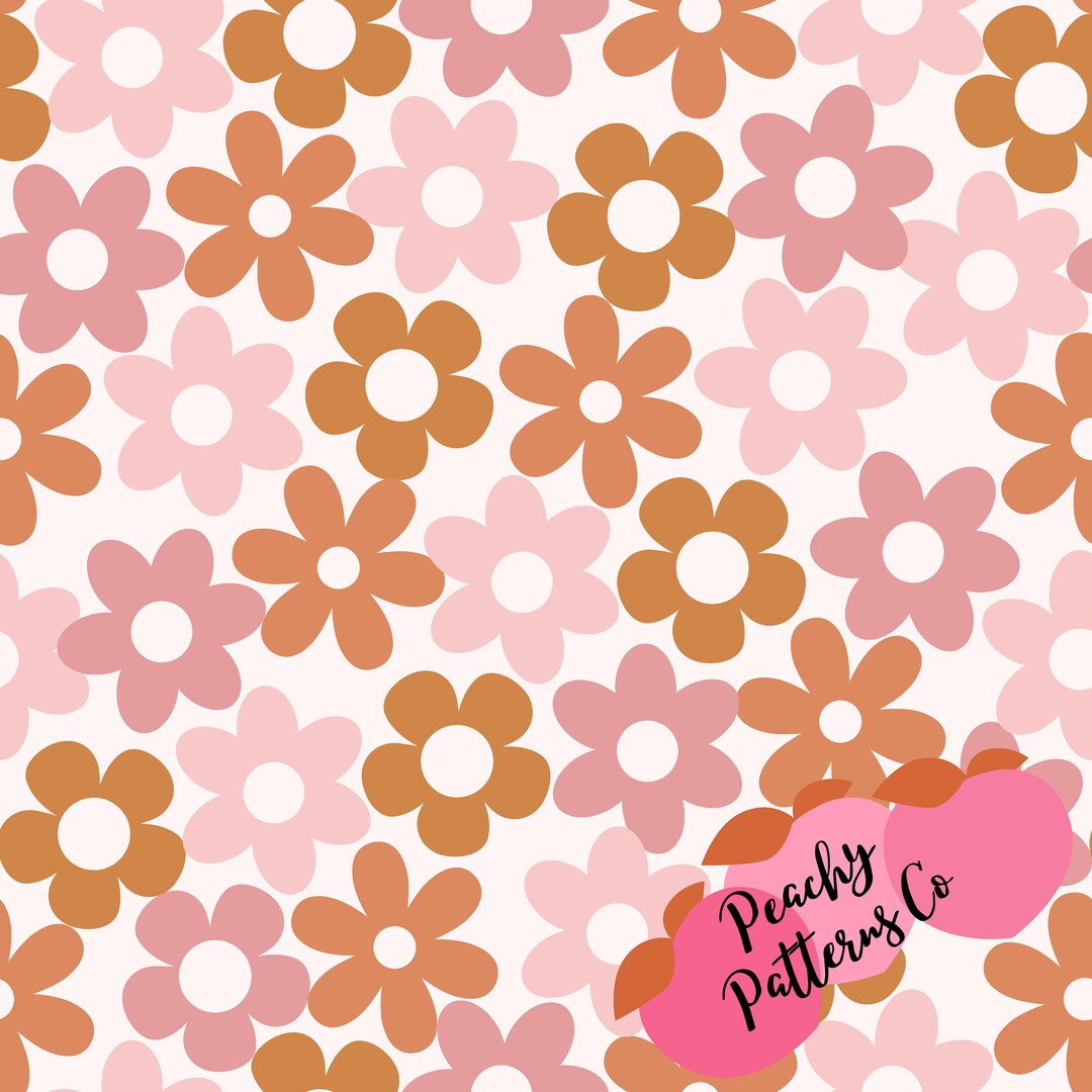 Retro Groovy Golden Daisies Seamless Design, Fabric Seamless Design ...