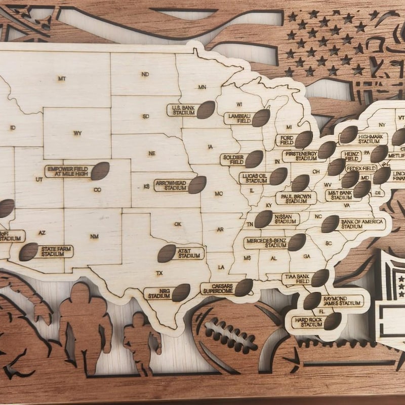 Nfl Stadium Map for Pins - Etsy