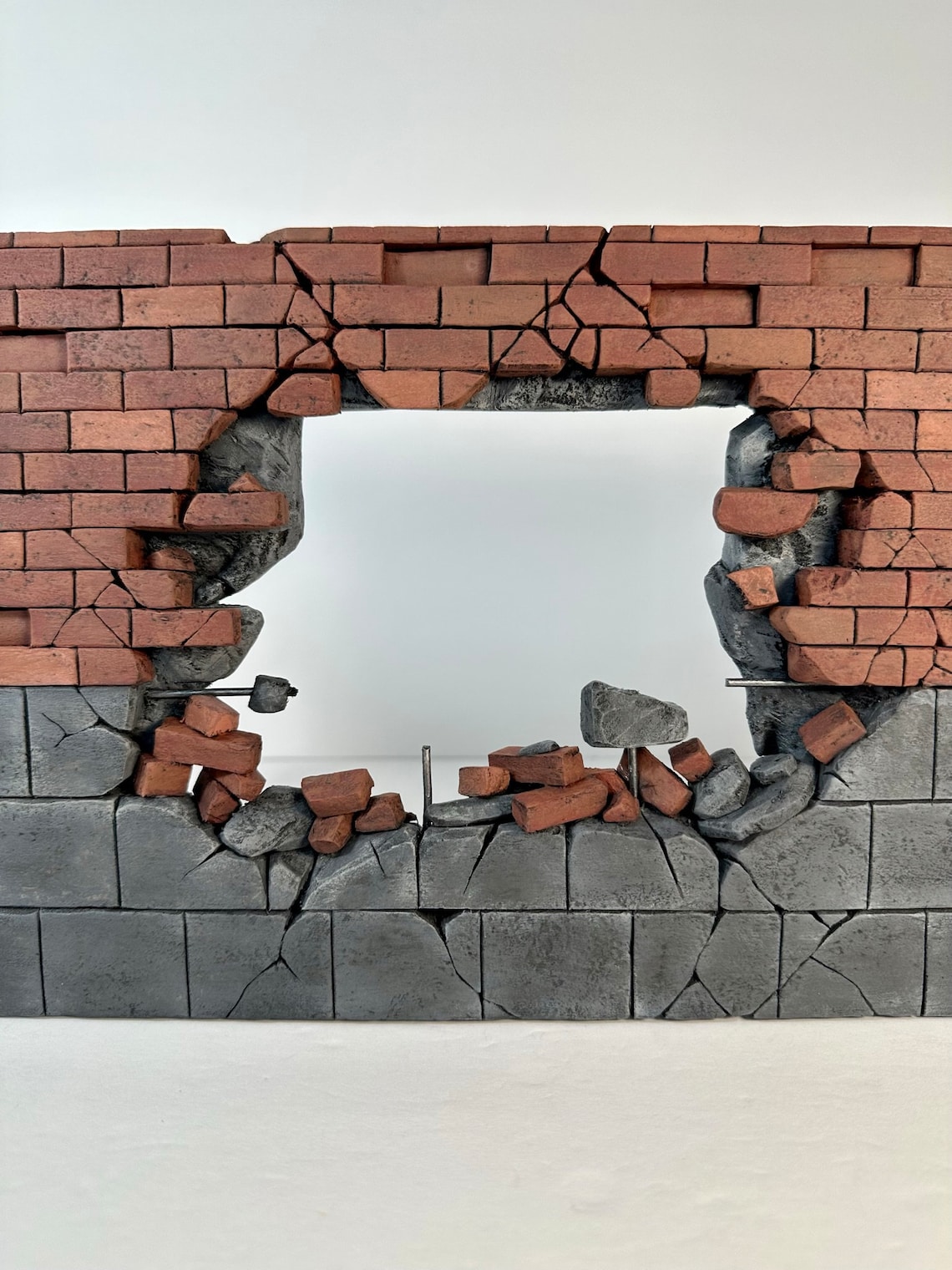 Busted Brick Wall Diorama 2 Half Brick Half Cement for Action Figure - Etsy