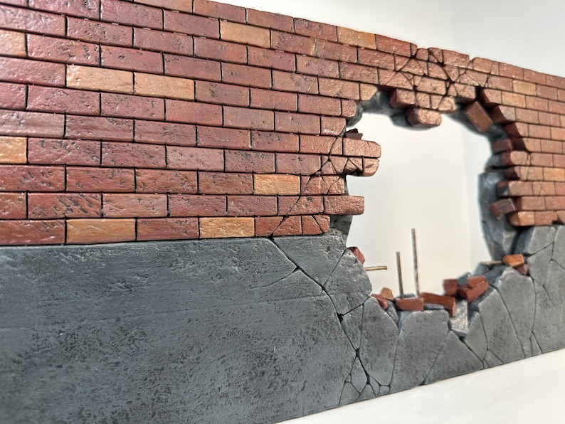 Busted Brick Wall Diorama Hand Painted - Etsy