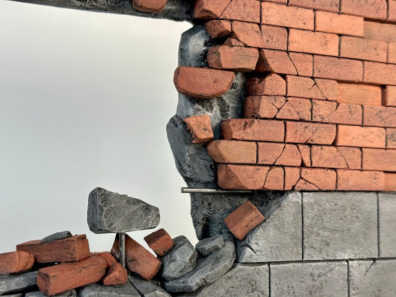 Busted Brick Wall Diorama 2 Half Brick Half Cement for Action Figure - Etsy