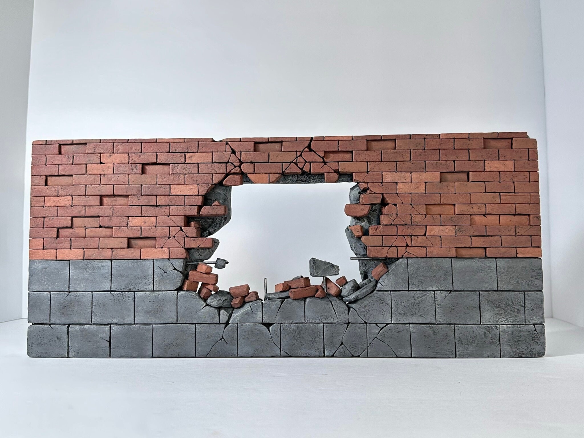 Busted Brick Wall Diorama 2 Half Brick Half Cement for Action Figure - Etsy