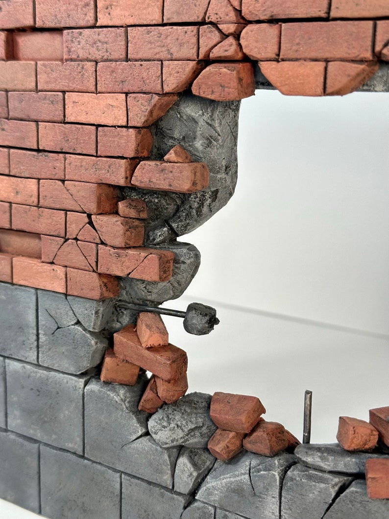 Busted Brick Wall Diorama 2 Half Brick Half Cement for Action Figure - Etsy