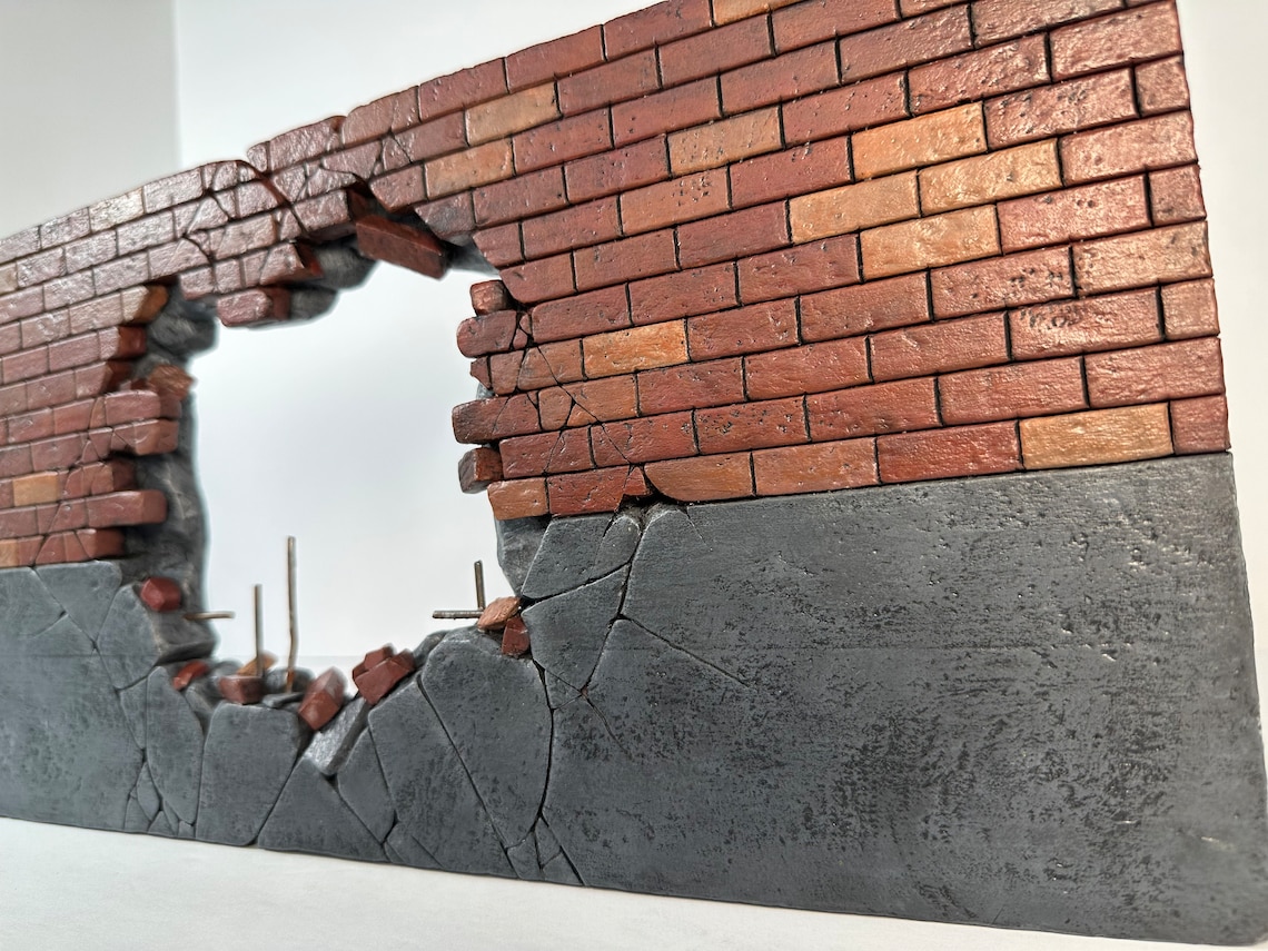 Busted Brick Wall Diorama Hand Painted - Etsy