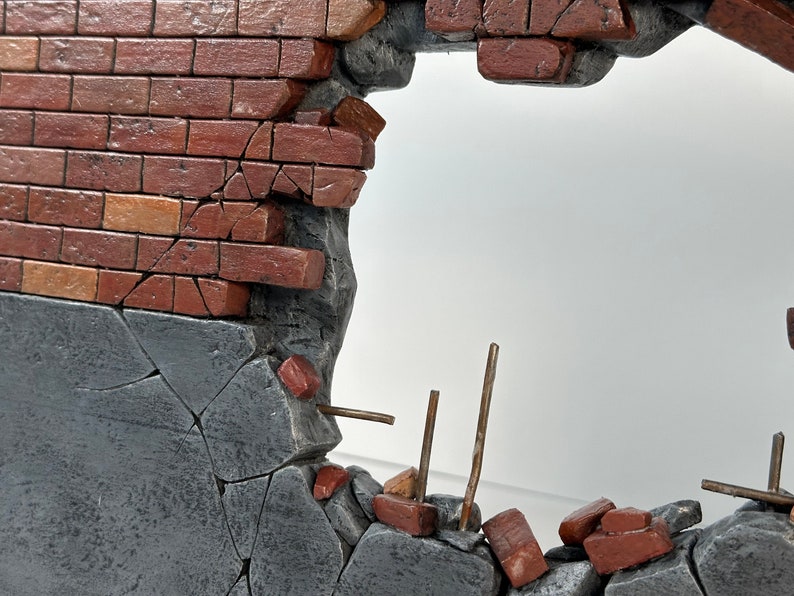 Busted Brick Wall Diorama Hand Painted - Etsy