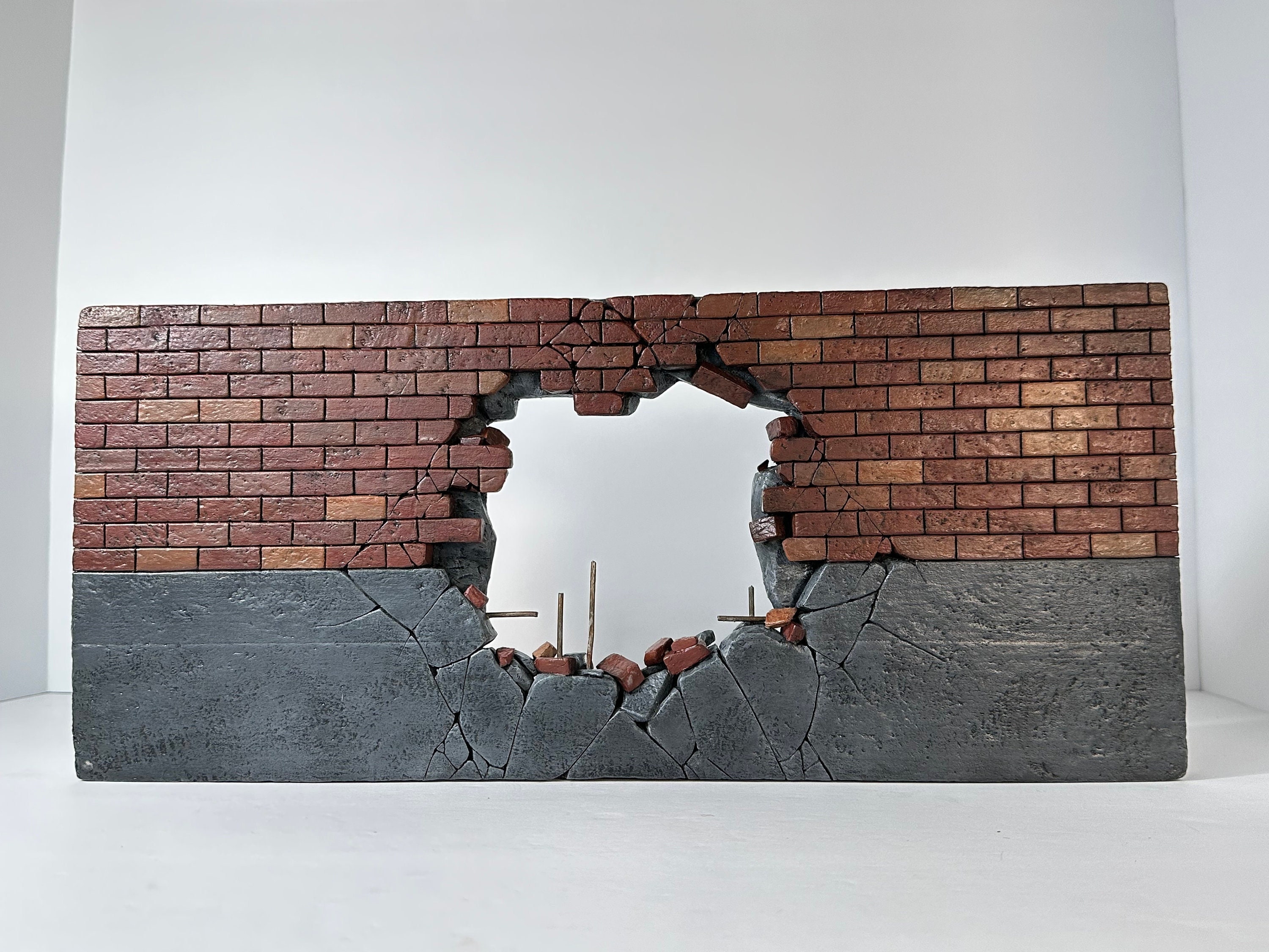 Busted Brick Wall Diorama Hand Painted - Etsy