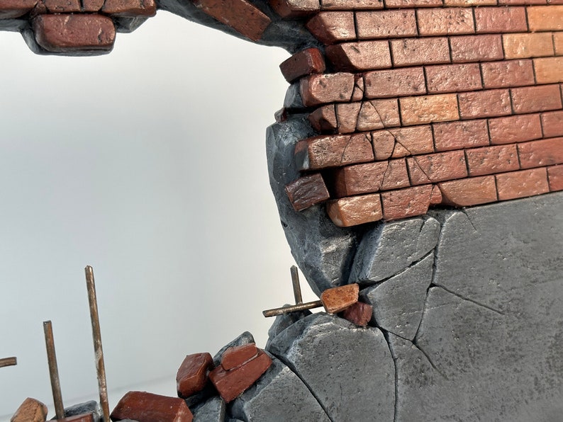 Busted Brick Wall Diorama Hand Painted - Etsy
