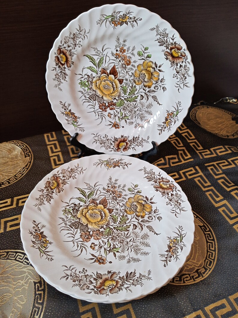 Vintage British Anchor Pottery Plates beacon Hill Brown - Etsy