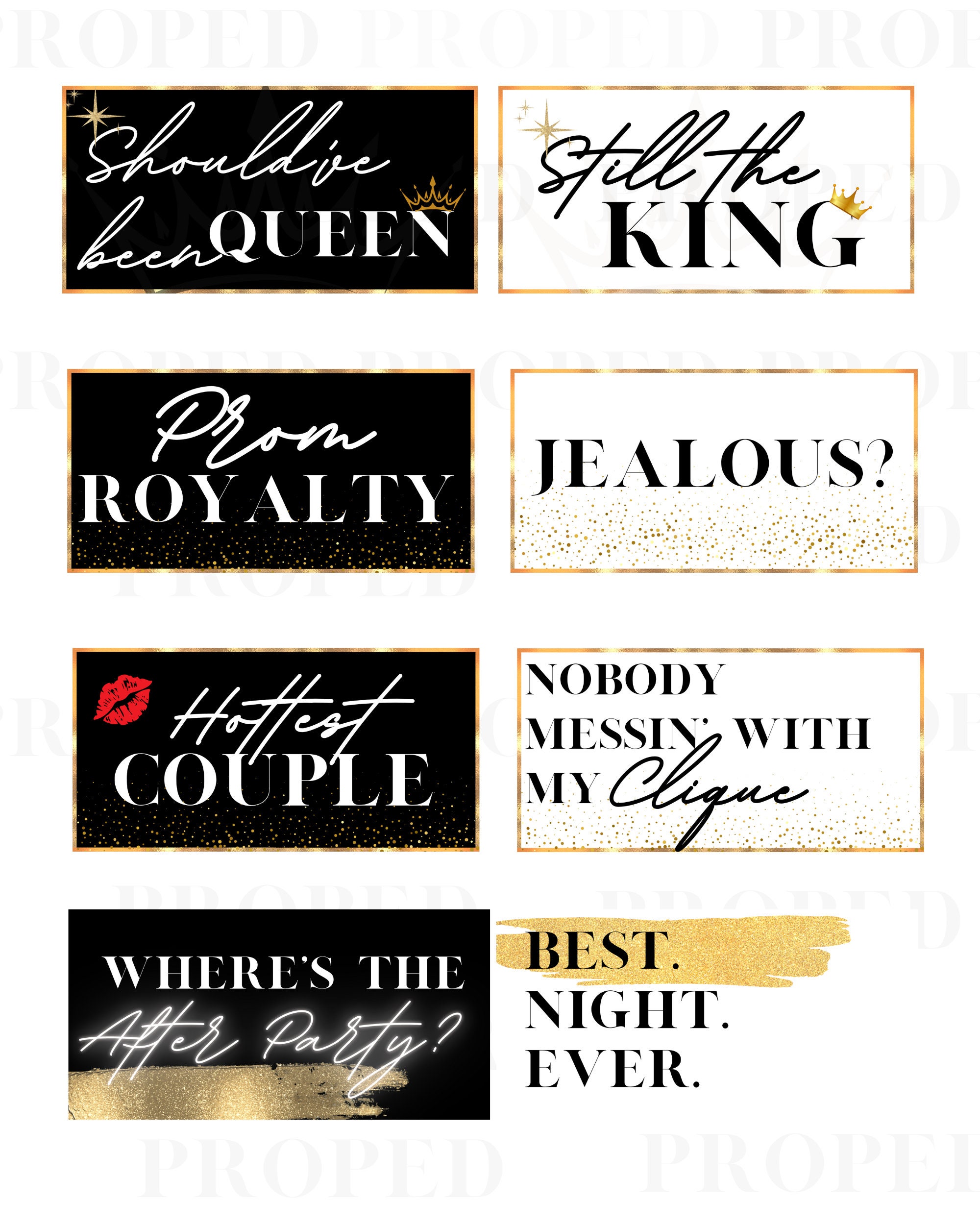 Prom Photo Booth Props 9 Piece both Sides - Etsy