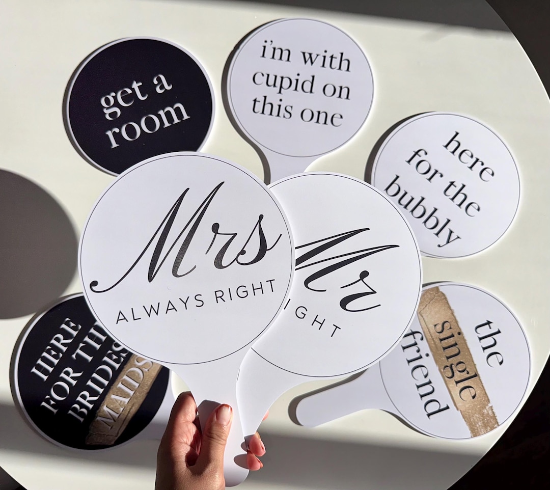 Photo Booth Props - Wedding 7 Piece (double Sided) - Etsy