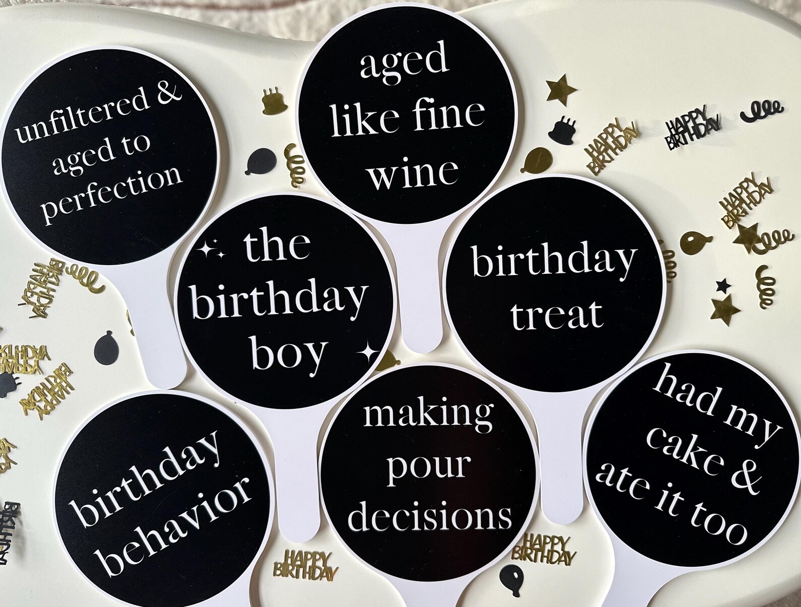 Modern Birthday Photo Booth Props - 7 Piece (double Sided) Handheld ...