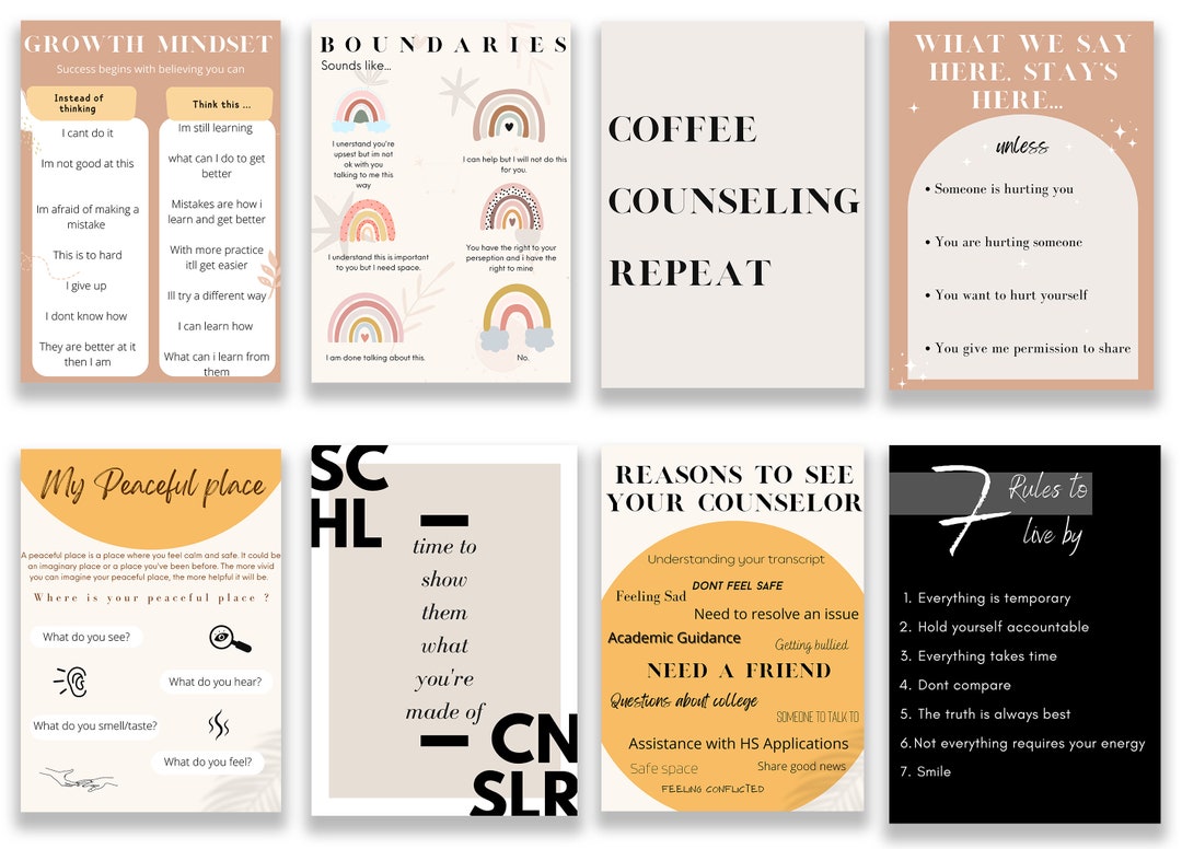 Modern School Counselor Office Deco Poster Set of 8 - LARGE - Etsy