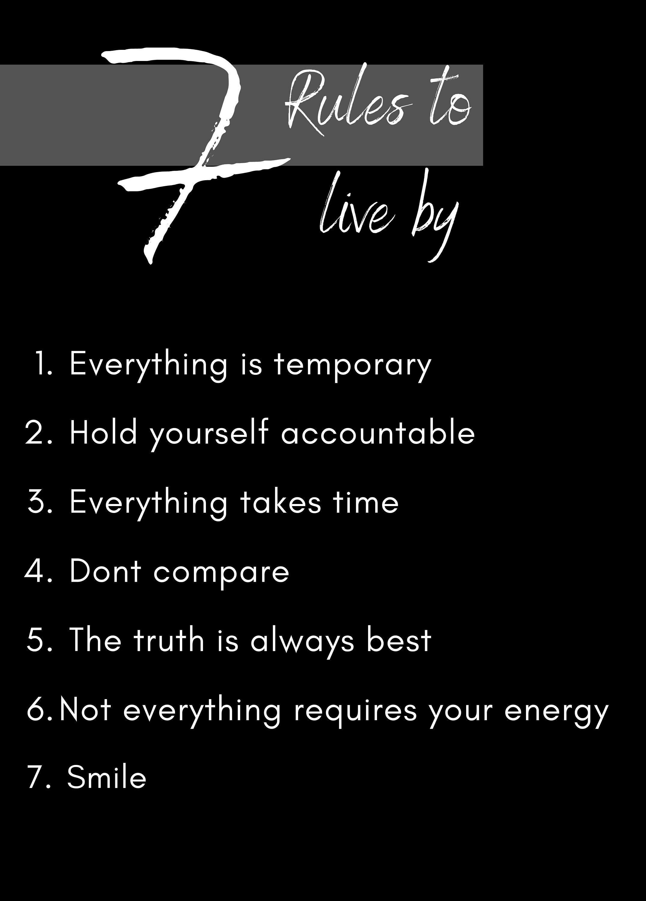 7 Rules to Live By. School Counselor, Therapist Poster, Modern Office ...